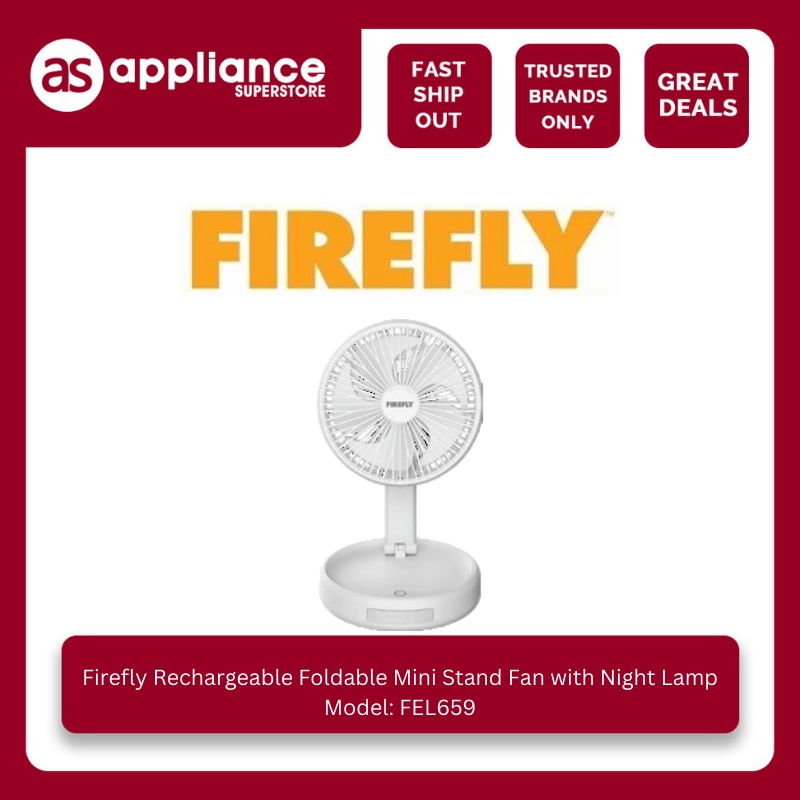 Firefly Rechargeable Foldable Mini Stand Fan with Night Lamp FEL659 ...