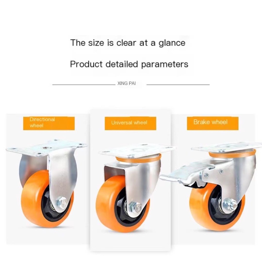 1/1.5/2inch PU wheels Swivel Caster Wheels Thread Stem Mount Trolley ...