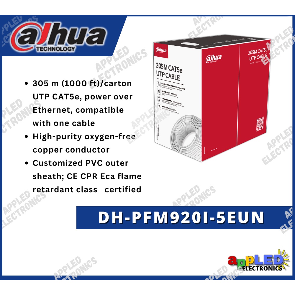 Dahua DH-PFM920I-5EUN 305m CAT5E UTP Network Cable (Solid Copper, 0.45 ...