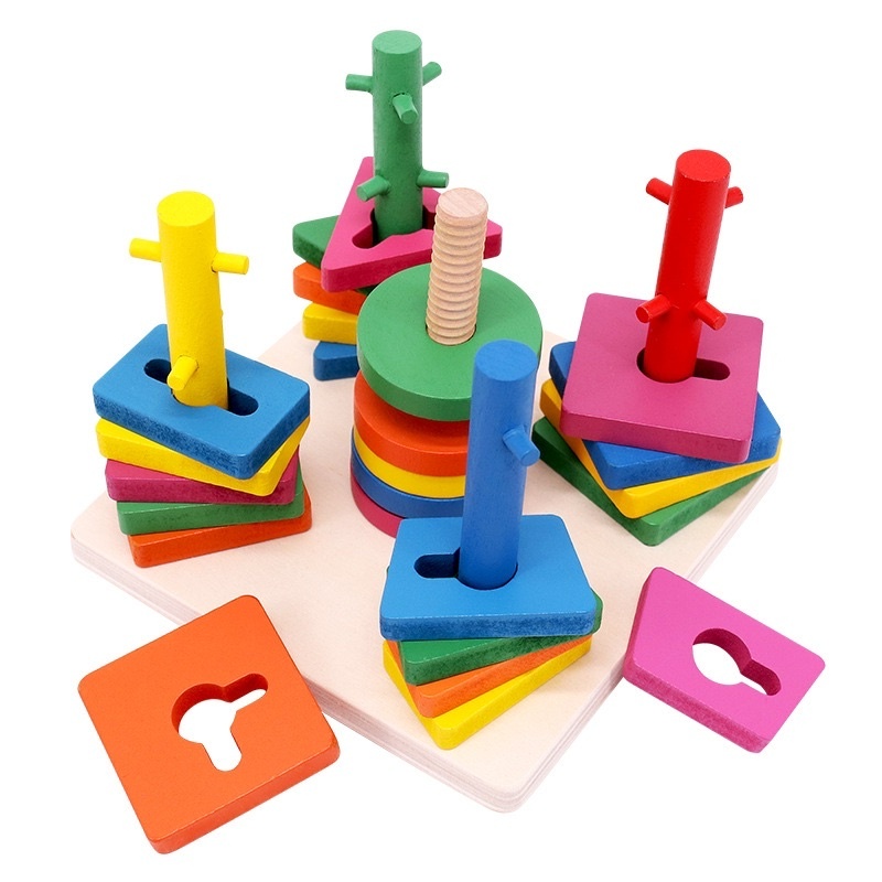 Wooden Five set Column Shape Sorter | Shopee Philippines
