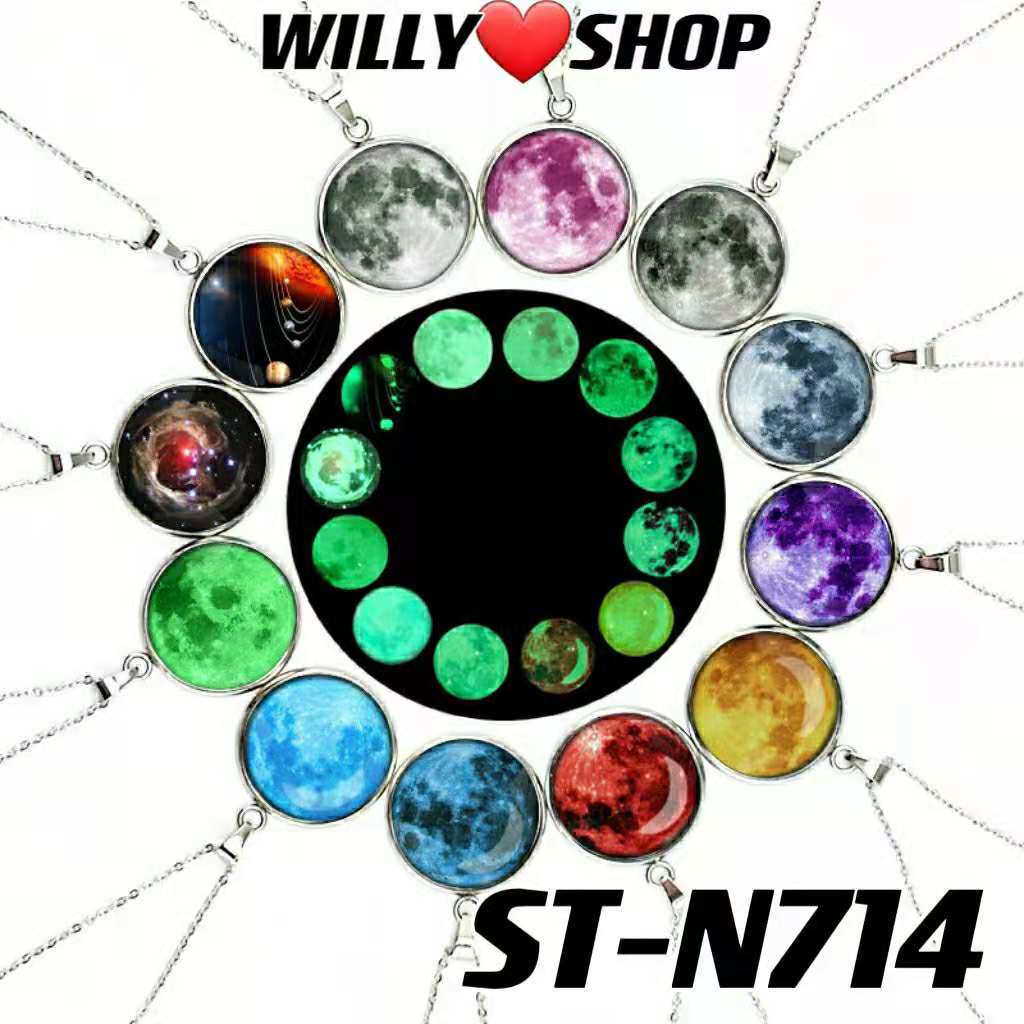 WILY Moon Glow in the Dark Pendant with Chain (ST-N714) | Shopee ...