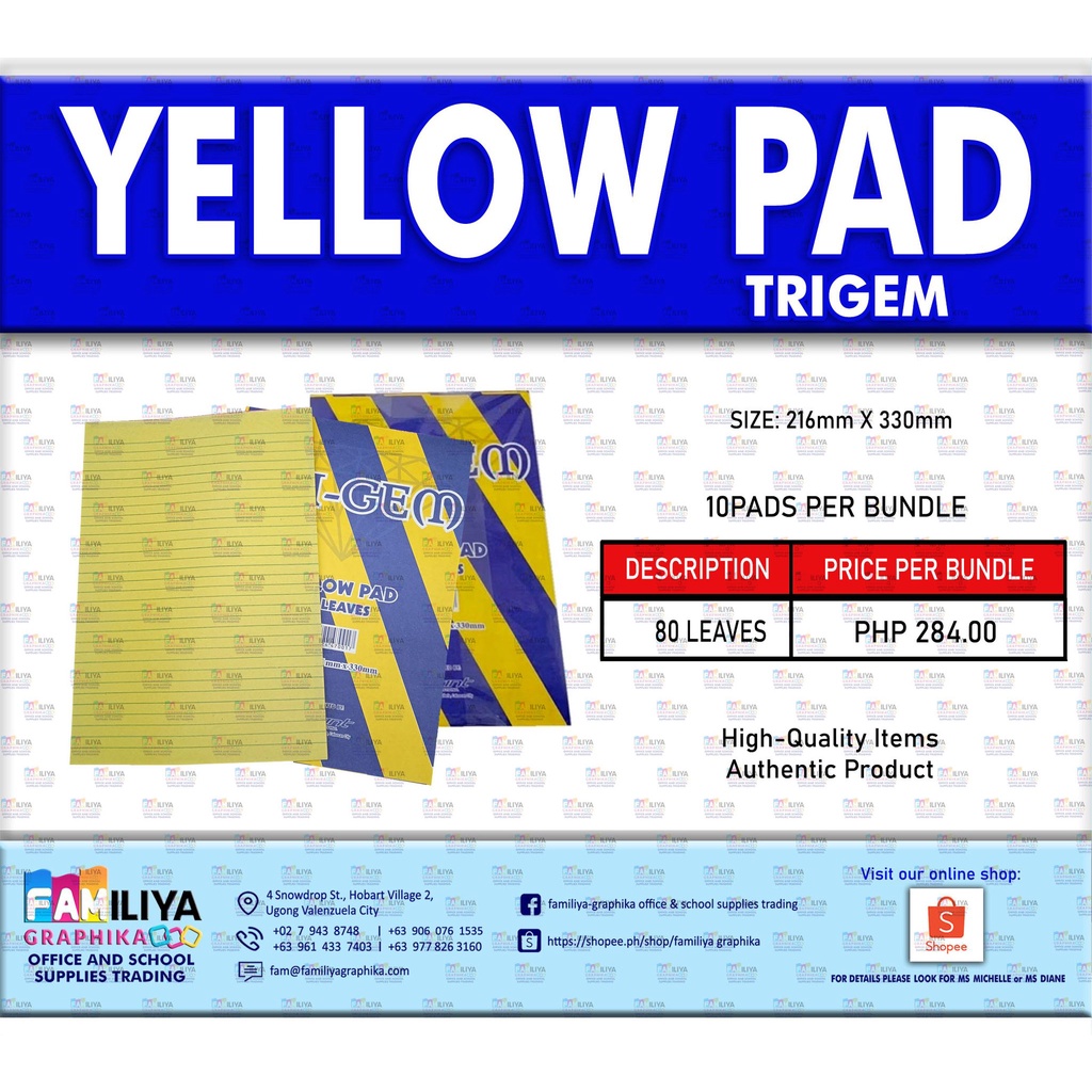 TRI-GEM-YELLOW-PAD-PAPER | Shopee Philippines