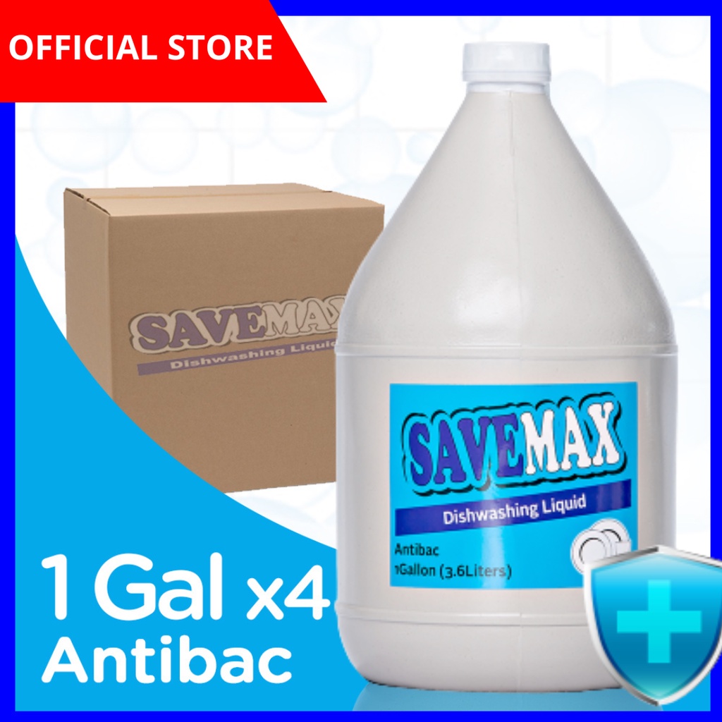 Savemax Dishwashing Liquid 1 Gallon x 4 pcs - Antibac (Blue) | Shopee ...