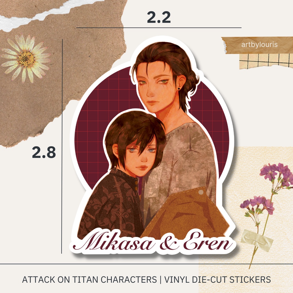 Eren and Mikasa of Attack on Titan die-cut stickers | Matte Vinyl ...