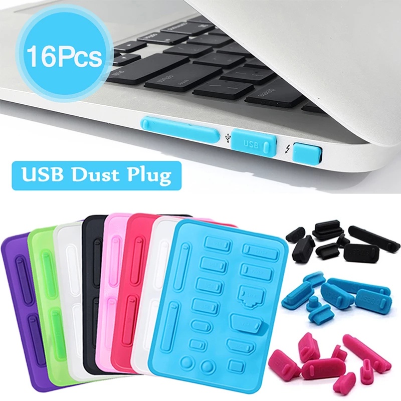 16Pcs/Set USB Port Stopper Waterproof Cover Cover Anti Dust Plug ...