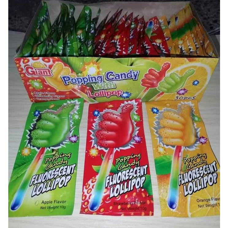 popping candy flourescent candy light lollipop 30pcs per box | Shopee ...