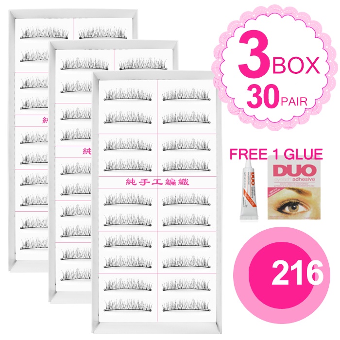 #216 Taiwan False Eyelashes 3BOX - 30PAIR FREE LASHES GLUE | Shopee ...