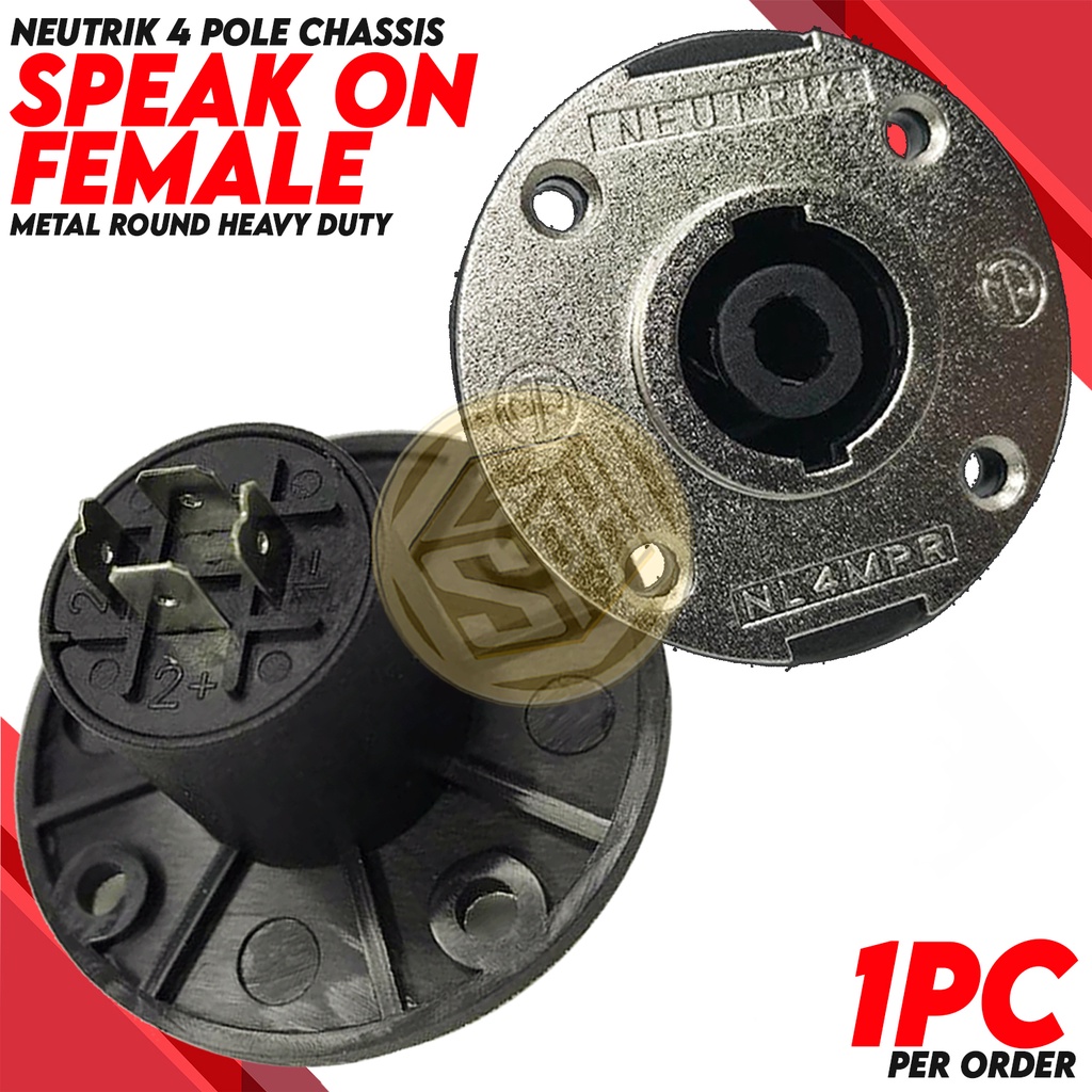 GS Neutrik 4-Pole Chassis SpeakON / Speak ON Metal Round Connector ...