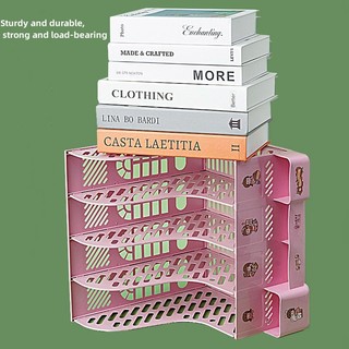 Four layer+pen holder plastic file rack desktop storage file file box ...