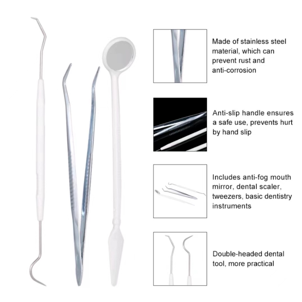 3pcs Disposable beauty tool mouth mirror tweezer probe three-piece suit ...