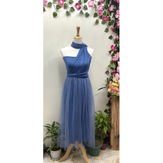 infinity with tulle dusty blue size fit in 10-12 yrs old | Shopee ...