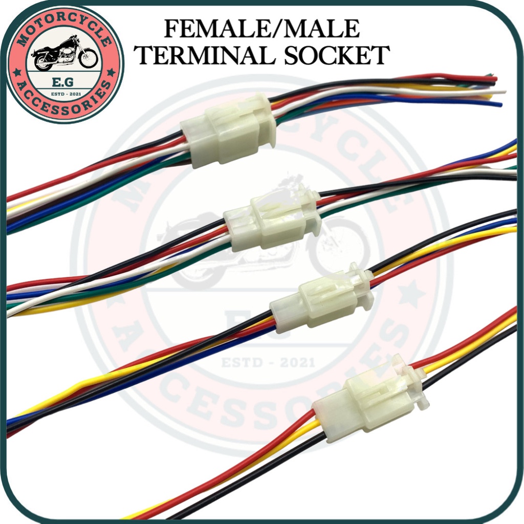 E.G Motorcycle Terminal Wire Connector Socket Male/Female Universal ...