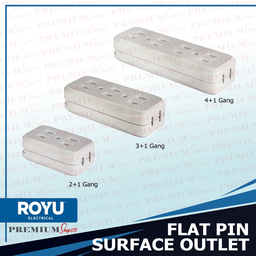 Royu Surface Type Convenience Flat Pin Outlet 2 3 4 Gang 2G 3G 4G ...