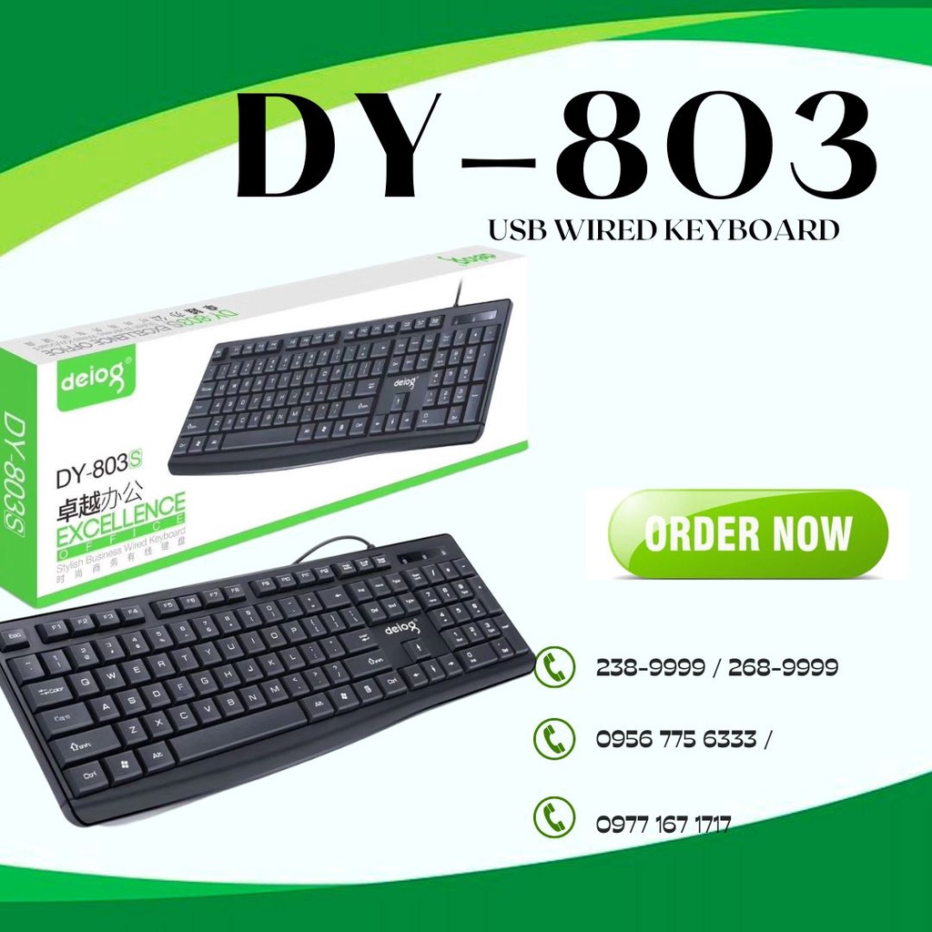 DEIOG DY-803 USB Wired Keyboard Office Style For PC Laptop Gaming ...