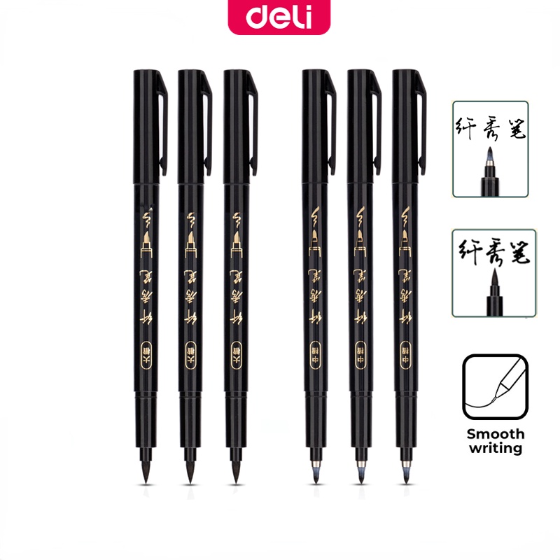 Deli Black Ink Pen Middle/Block Letters Writing Painting Pen School ...