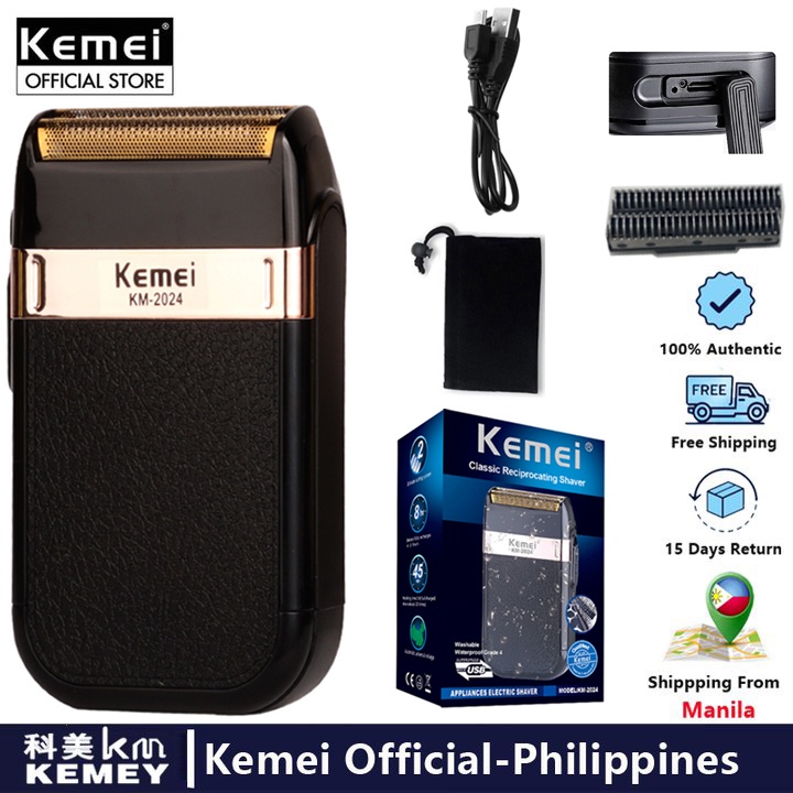 Kemei KM-2024 Rechargeable Shaver for Men Washable Electric Shaver ...