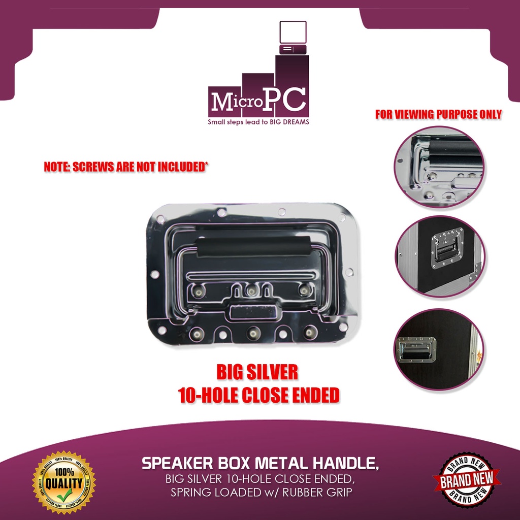 SPEAKER BOX METAL HANDLE, BIG SILVER 10-HOLE CLOSE ENDED, SPRING LOADED ...