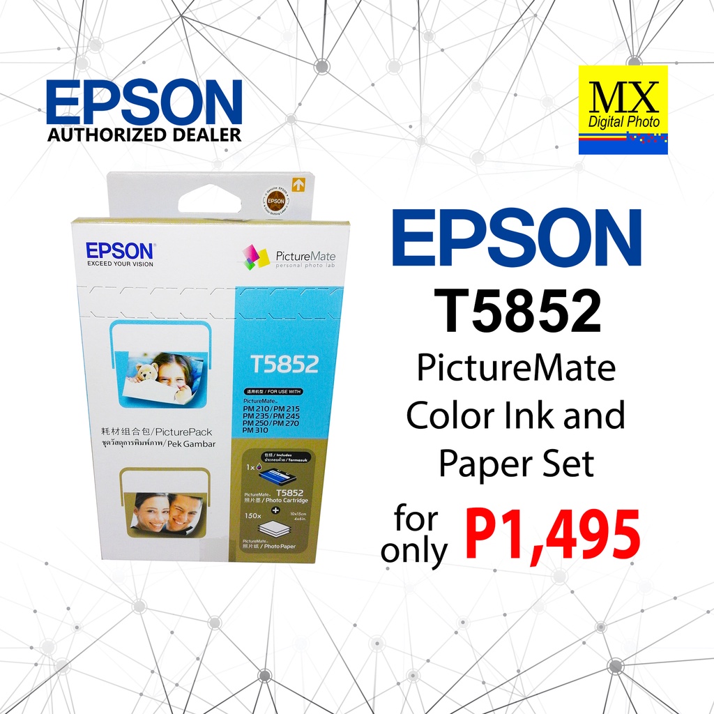 Authentic Epson T5852 PictureMate Color Ink and Paper Set - Compatible ...