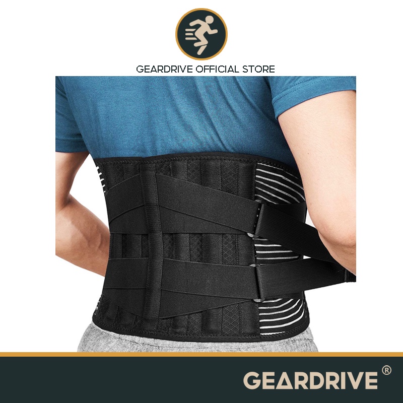 GEARDRIVE Lumbar Support Breathable Waist Belt Back Brace With 6 Stays ...