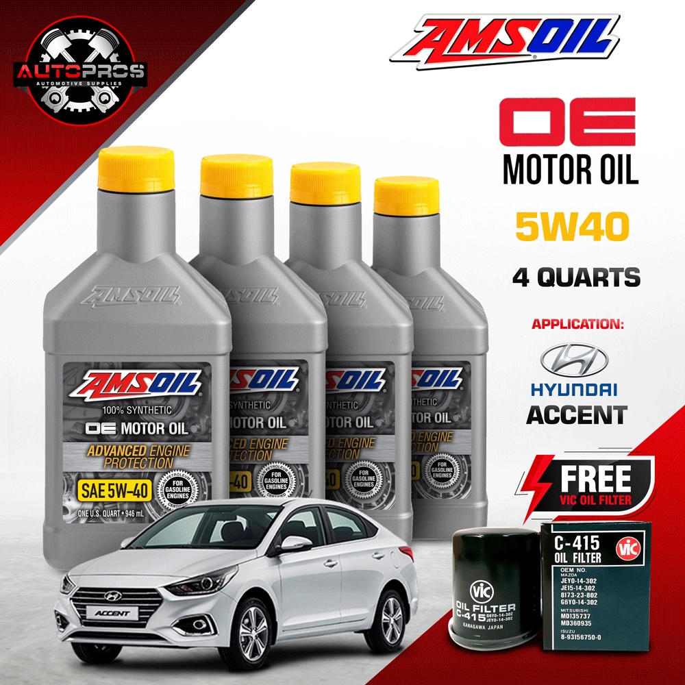 AMSOIL OE Series 5W-40 100% Synthetic Motor Oil 4 Quarts with VIC OIL ...