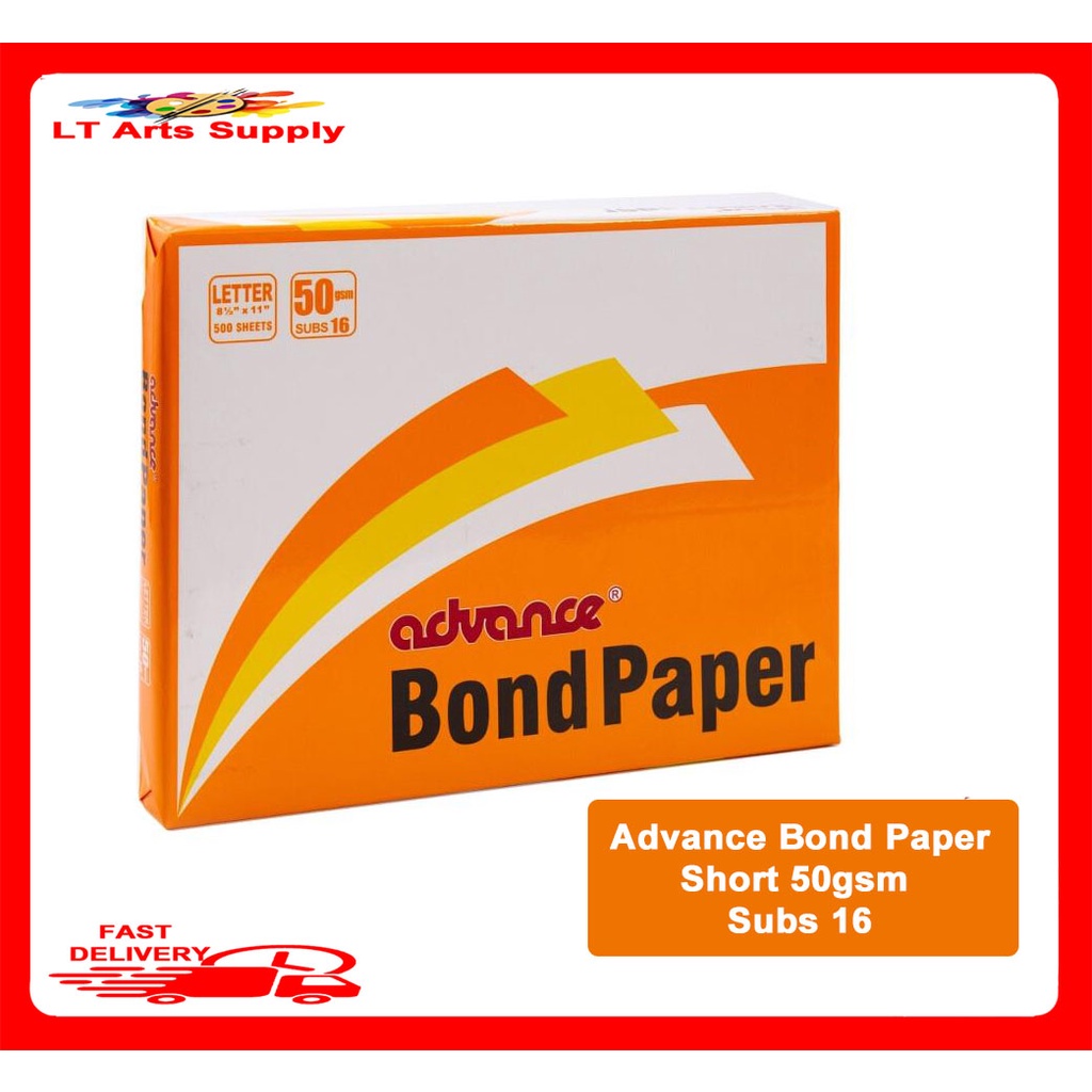 1 ream Advance bond paper Short 50gsm subs 16 500sheets | Shopee ...