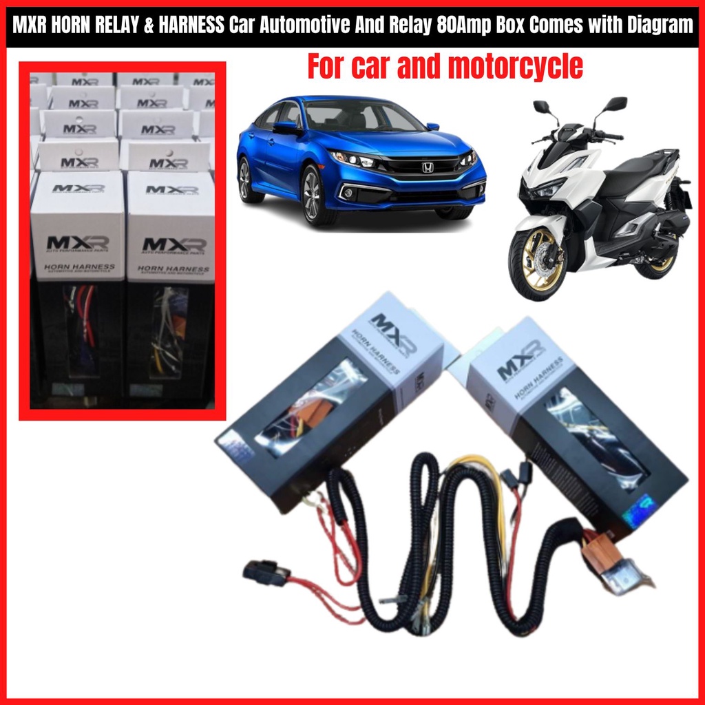 MXR HORN RELAY & HARNESS Car Automotive And Motorcycle Relay 80Amp Box ...