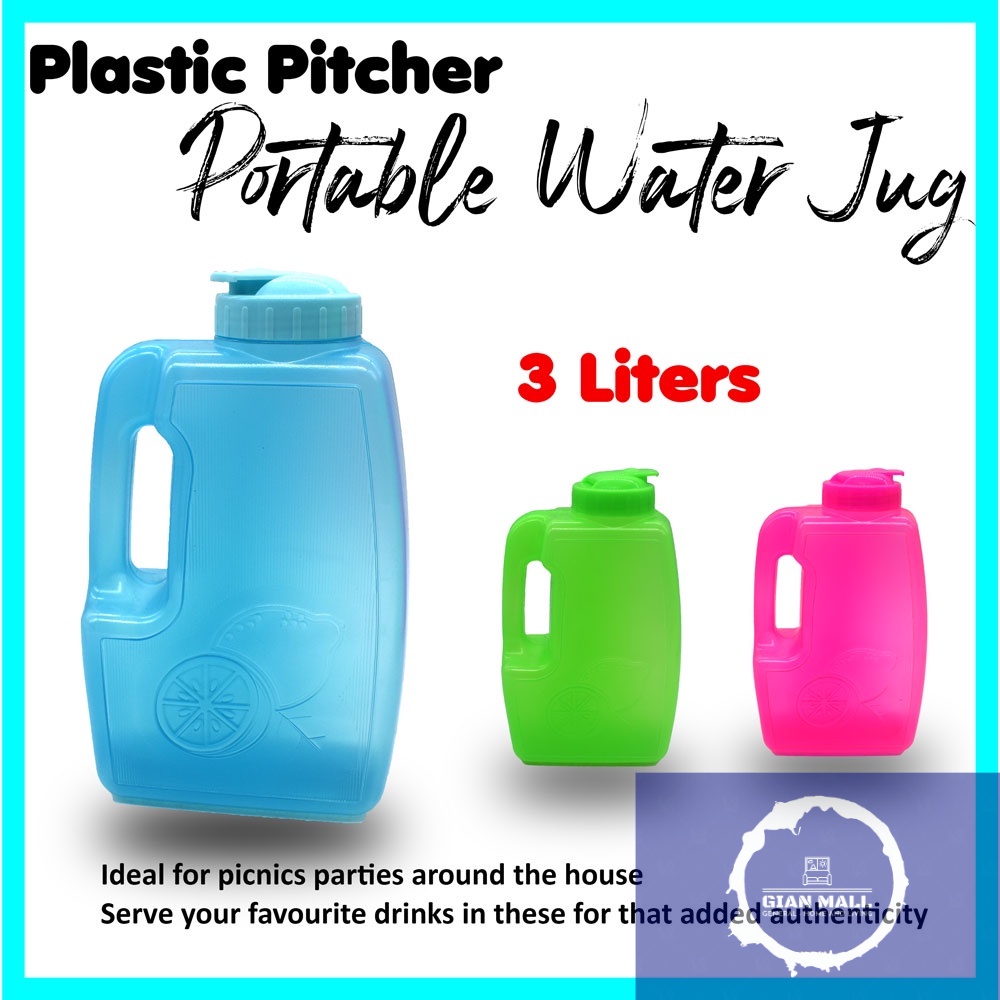 Gianmall Plastic Pitcher Water Jug 3 Liters Fridge Bottle Water