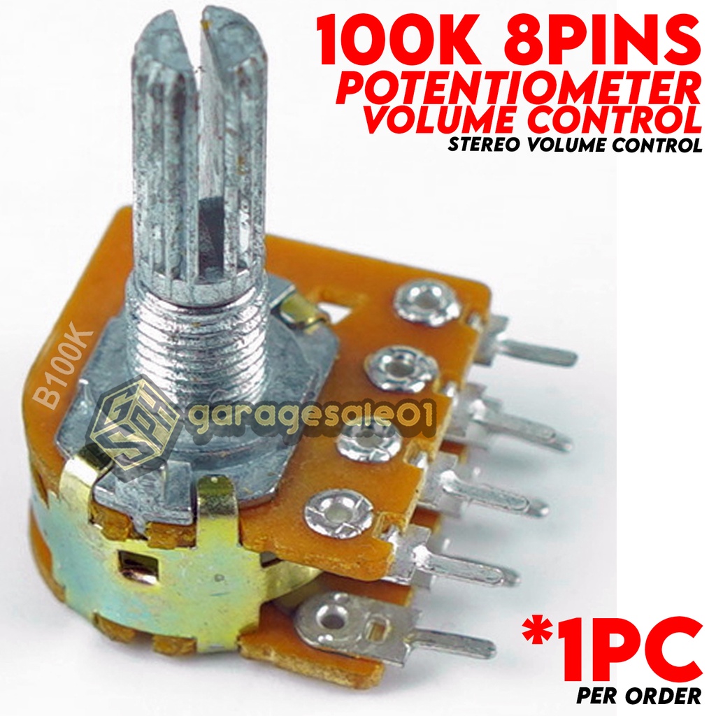 GS 100KΩ 8-Pin Stereo Potentiometer – Universal Volume Control for ...