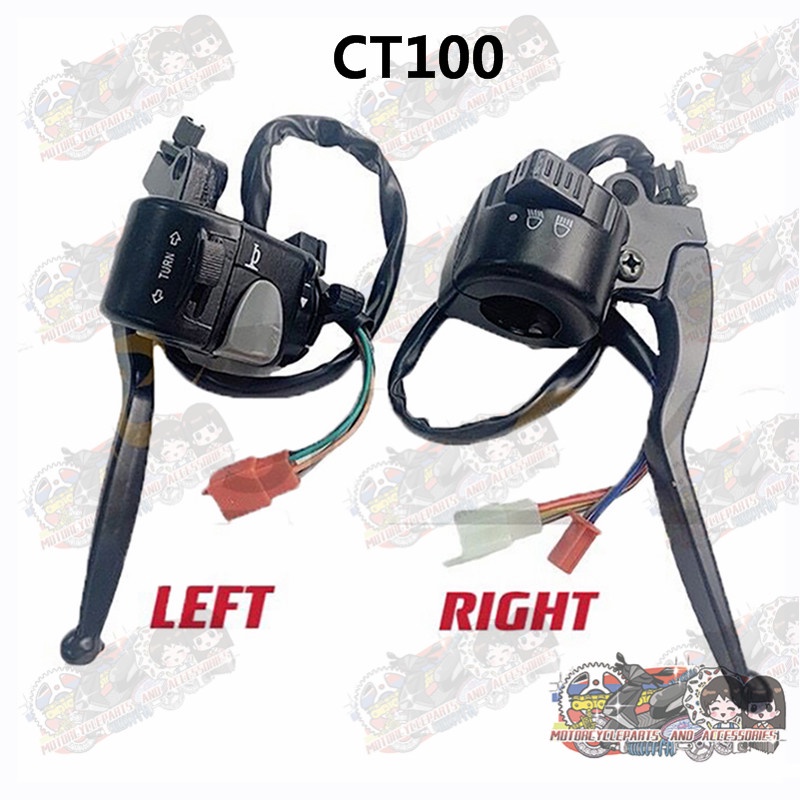 LJ Motorcycle CT100 Left Right Handle Switch Assembly With Lever Set ...