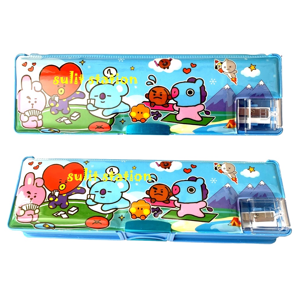 KOREA KOREAN BTS BT21 SCHOOL DOUBLE SIDED OPENING MAGNETIC MINI PENCIL ...