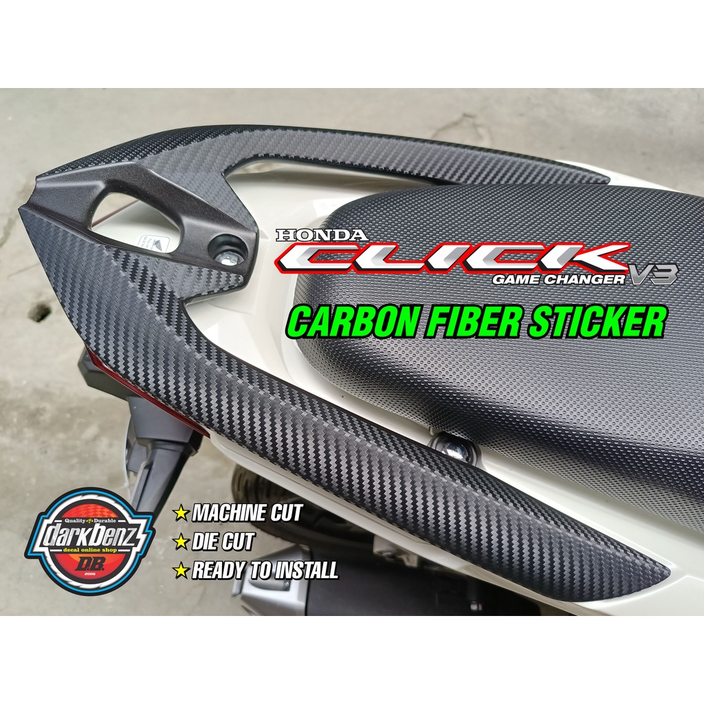 Honda Click Version 2 & 3 Black 3D Matte Carbon Fiber Sticker Decals ...
