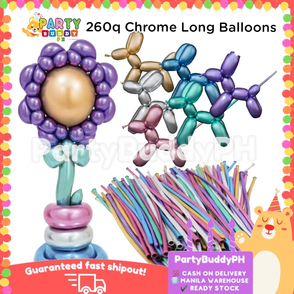 260q Chrome Metallic Solid Shine Long Balloons Twisting Shiny Balloons ...