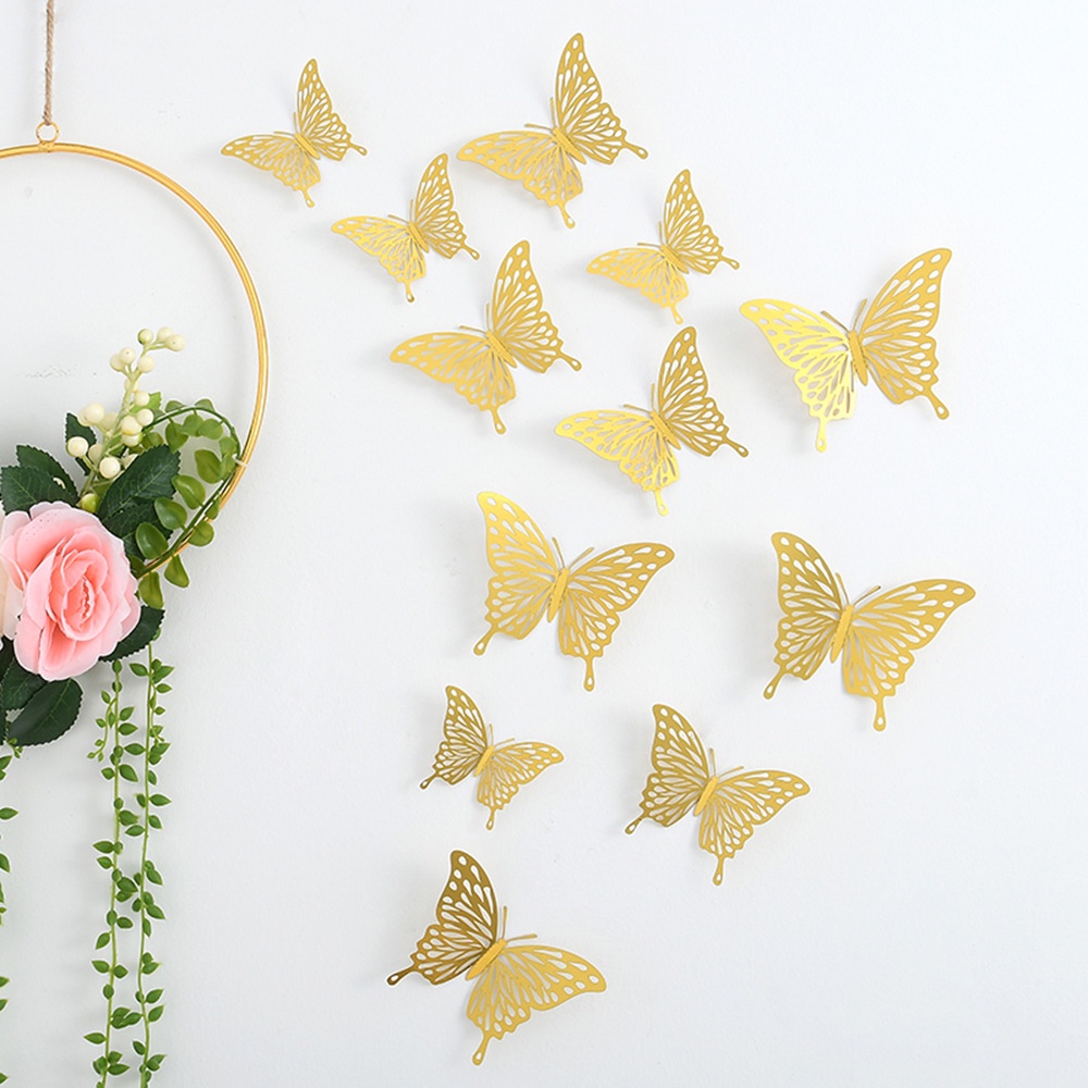 12PCs/set Cutout Butterfly Wall Sticker 3D Decal Hollow Butterflies ...