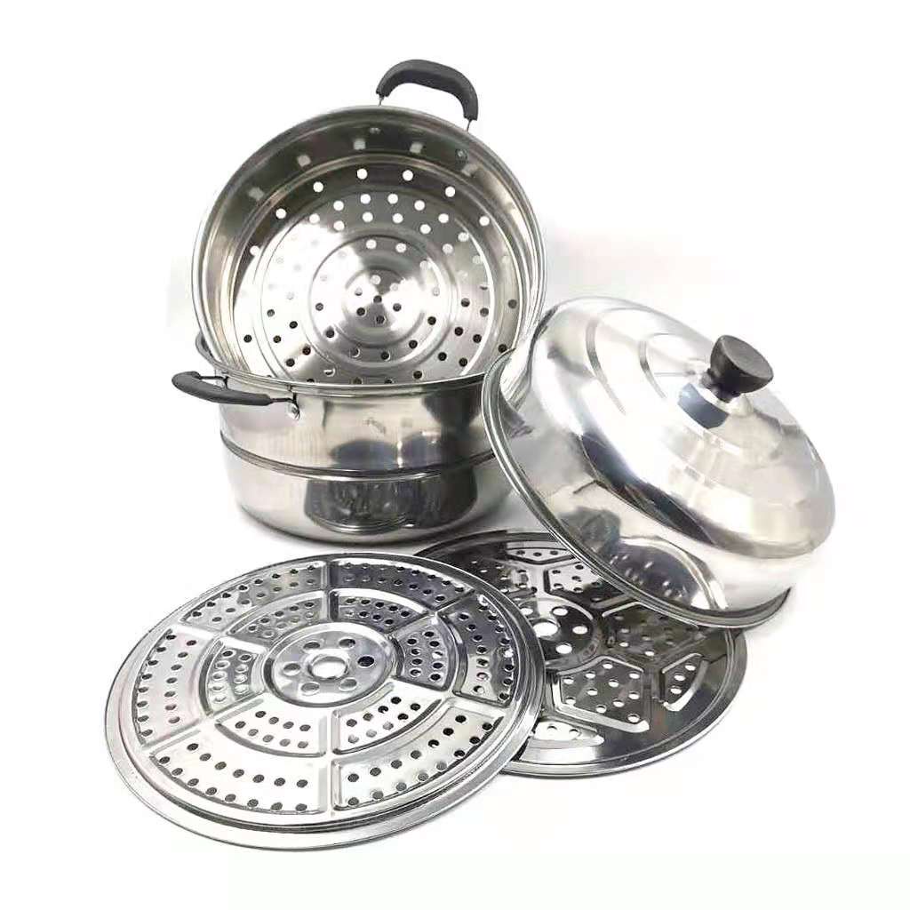 3 LAYER STAINLESS STEEL STEAMER 30cm/28cm & 26cm STEAMER SIOMAI ...