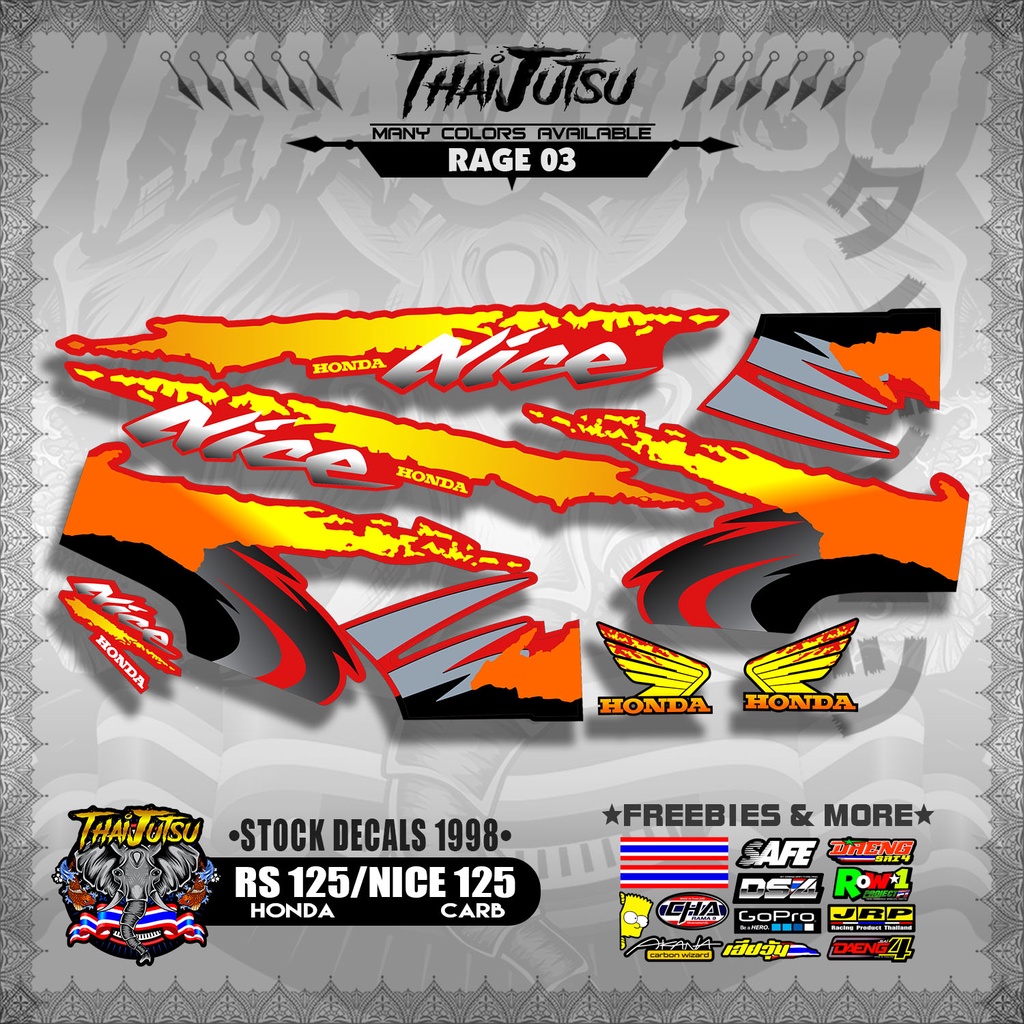 HONDA NICE 125 / RS 125 ( STOCK DECALS 1998 )【ThaijutsuStickers ...
