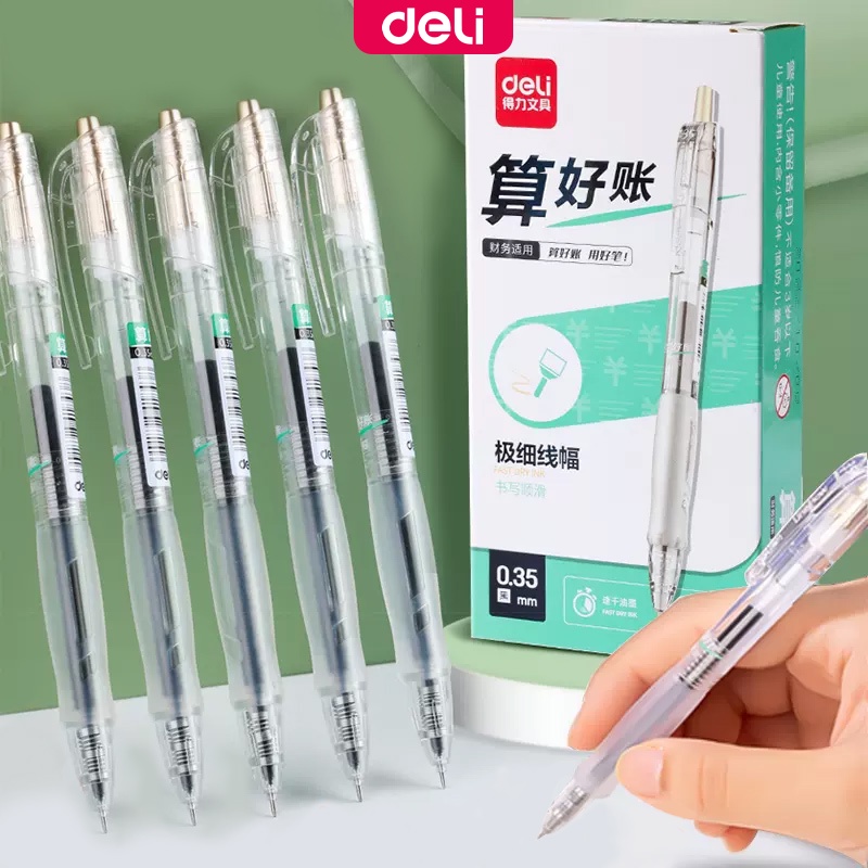Deli 0.35mm Press Gel Pen Quick-Drying Writing Ballpen Pen For Text ...