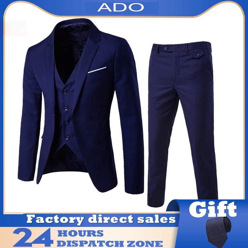 ADO Local delivery Cotton Ready 3 Piece Set Men Business Suit Formal ...