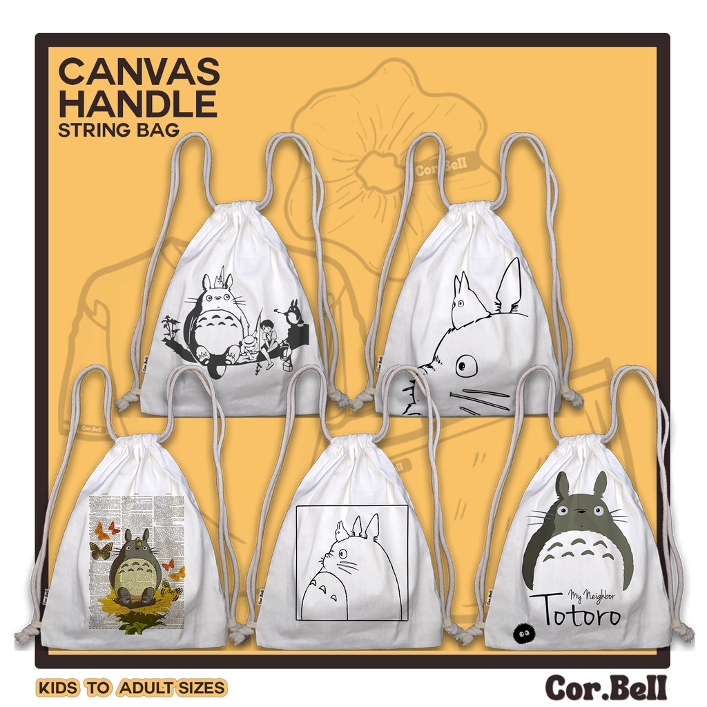 String Bag MY NEIGHBOR TOTORO Anime Canvas Katsa Korean Drawstring Bag ...
