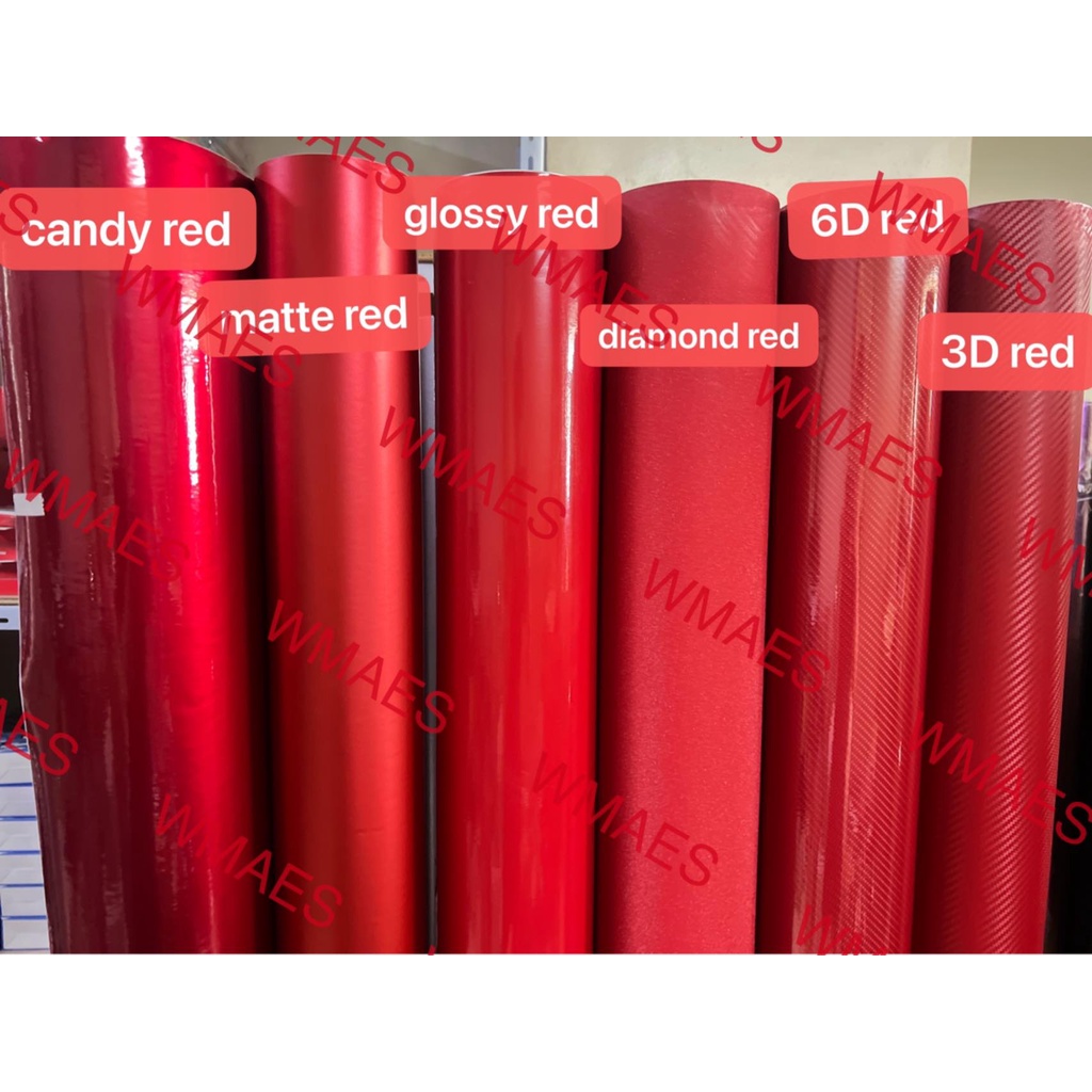 {RED}50CM*150CM Carbon Fiber Sticker Waterproof Vinyl Car Glossy Matte ...