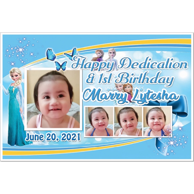 FROZEN-THEME FreeLayout Tarpaulin party decoration banner backdrop ...