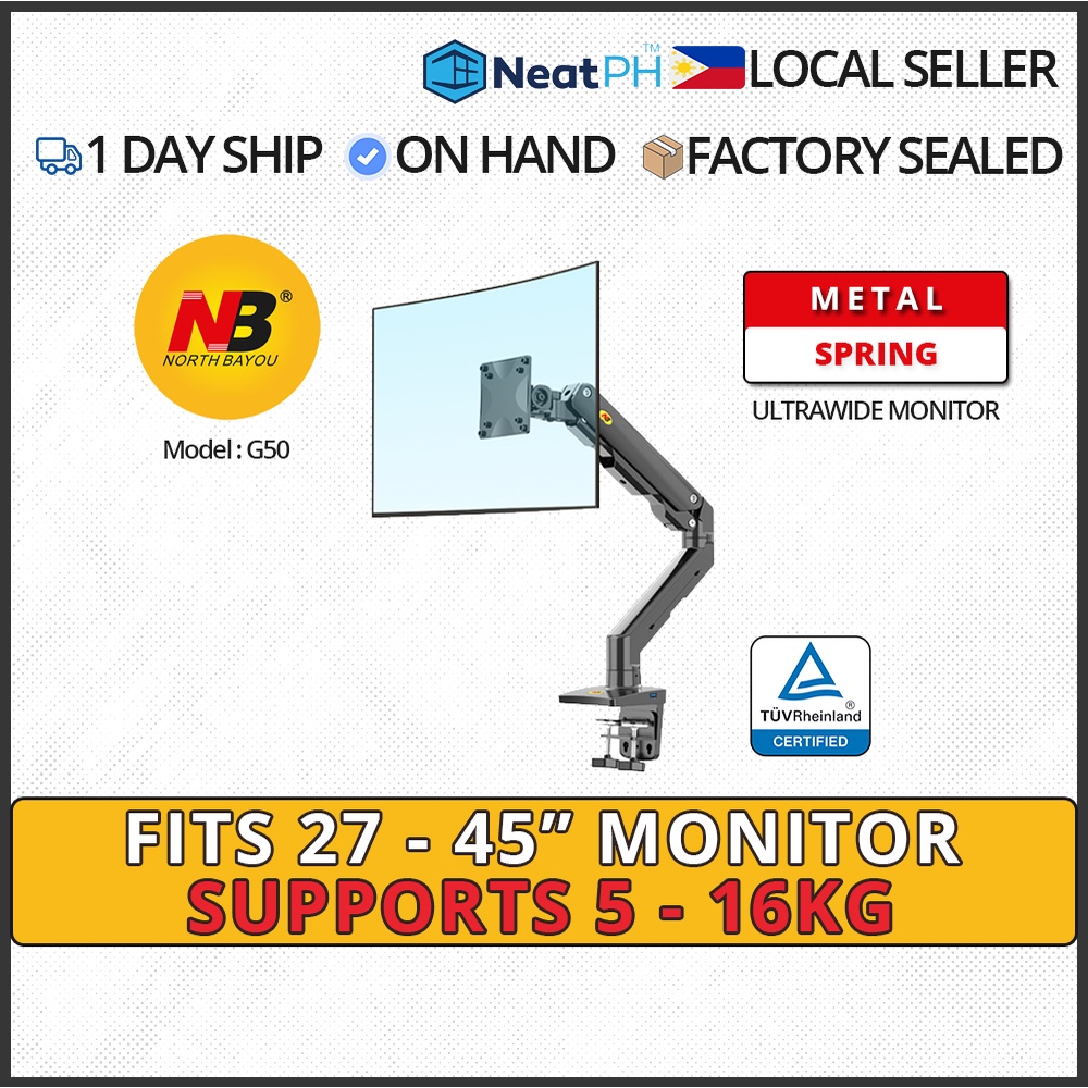 North Bayou NB G50 Monitor Arm Mount with Full Motion Swivel (Fits 27 ...