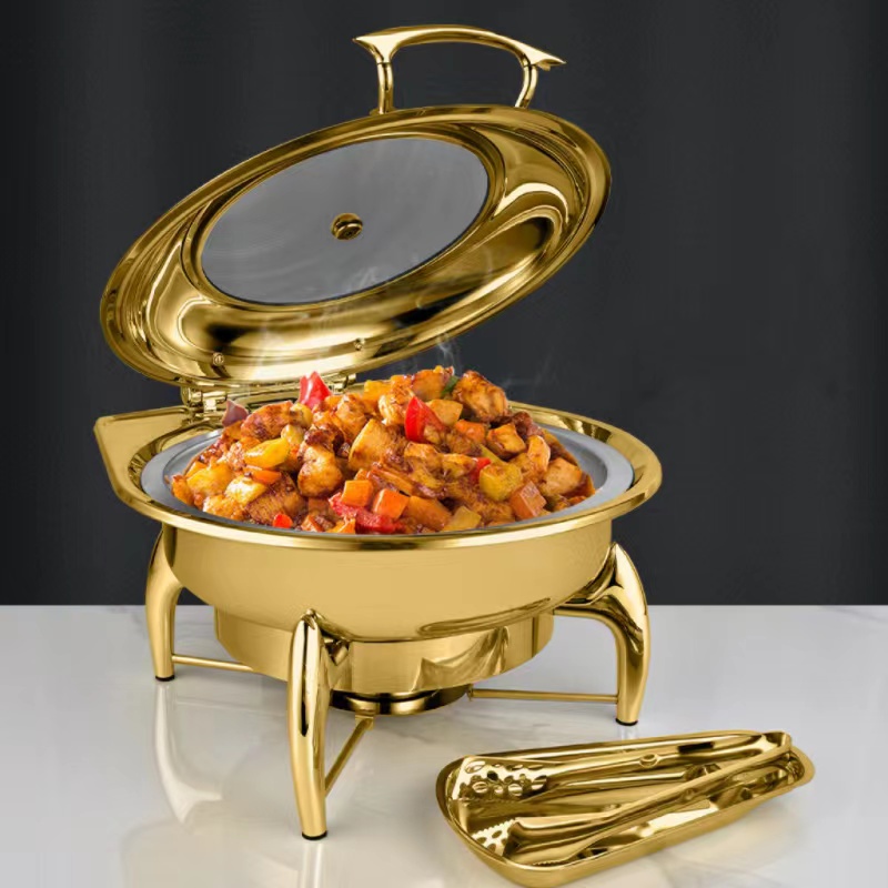 Stainless steel gold-plated buffet stove Hotel restaurant circular ...