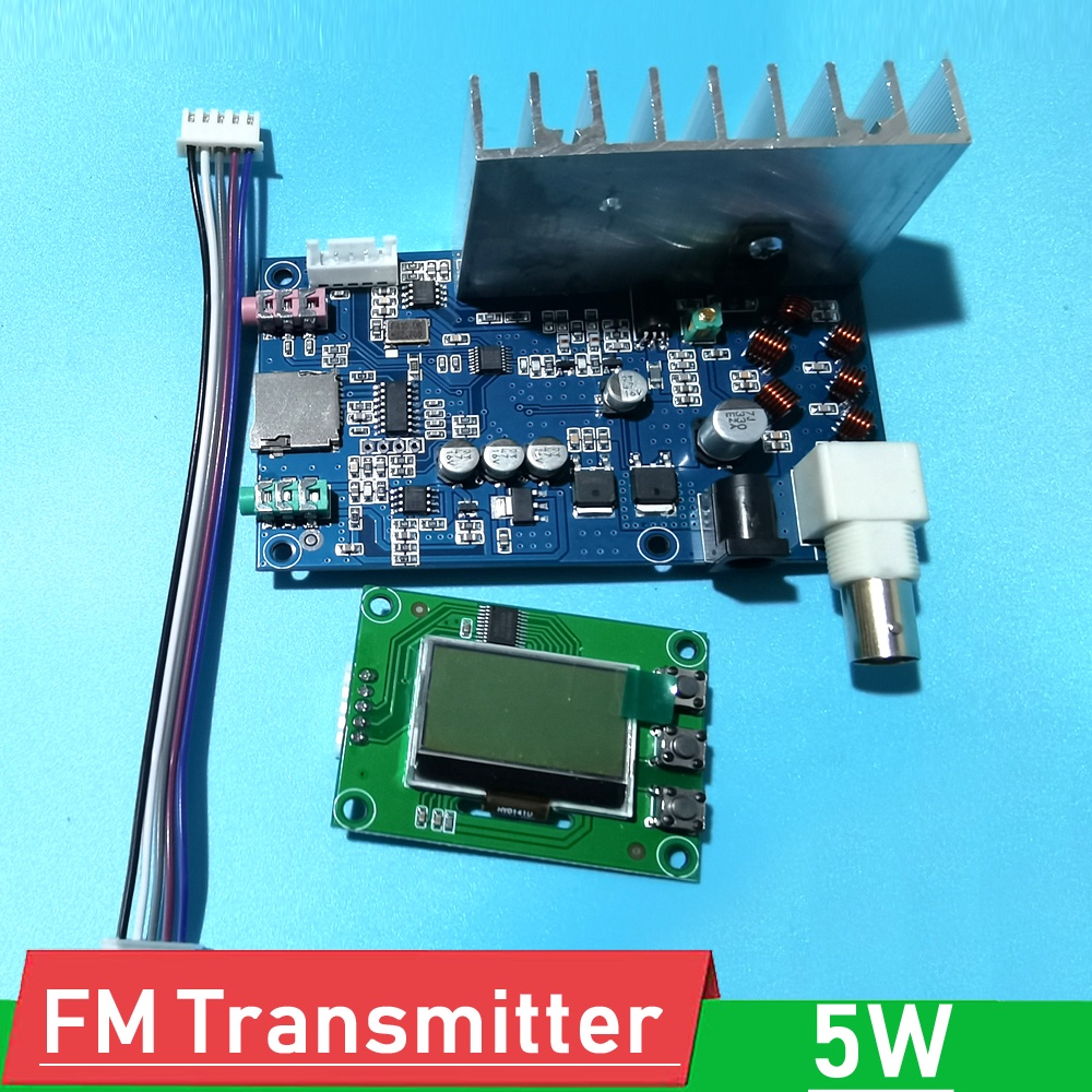 5W FM Transmitter PLL Stereo audio 76-108MHz frequency Digital LCD display Radio broadcast ...