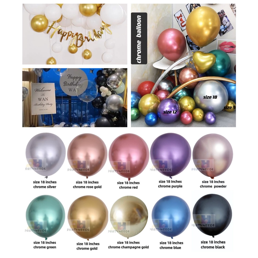 Size 18 Inches Chrome Metallic Latex Balloons Decor Birthday Party ...