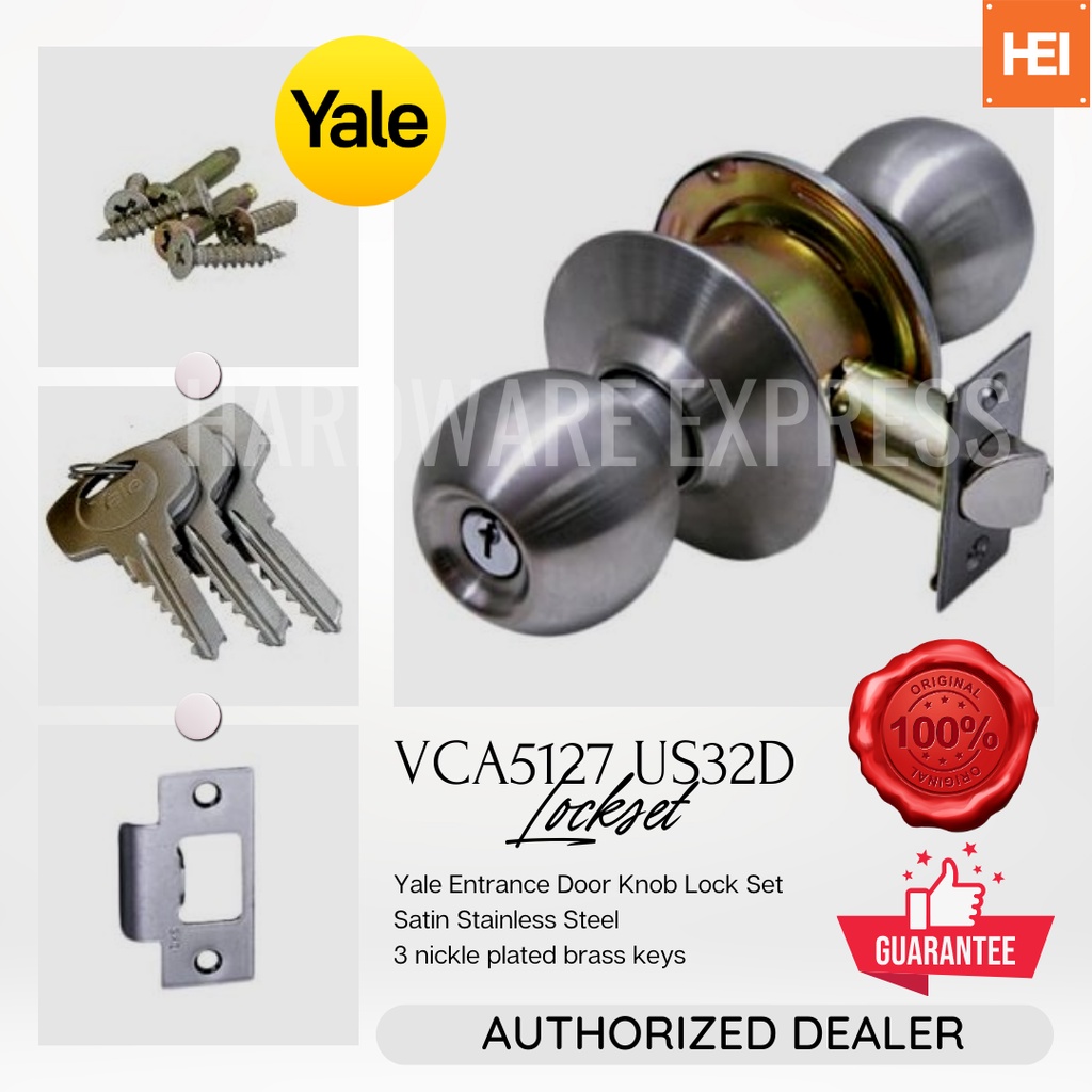YALE Entrance Door Lock Set Door Knob Lockset Entrance VCA5127 | Shopee ...