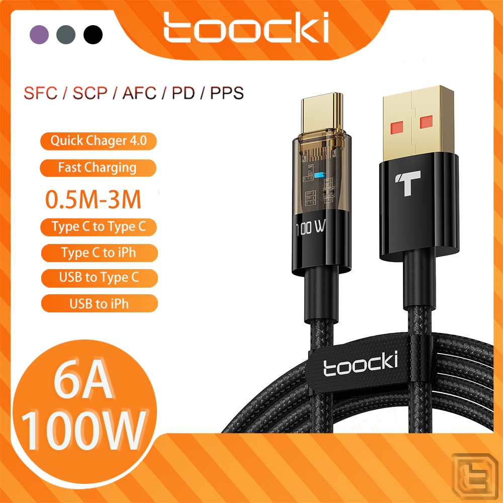 Toocki cord 100W 20W 12W super fast charge 6A 5A 3A 2.4A type c/usb ...
