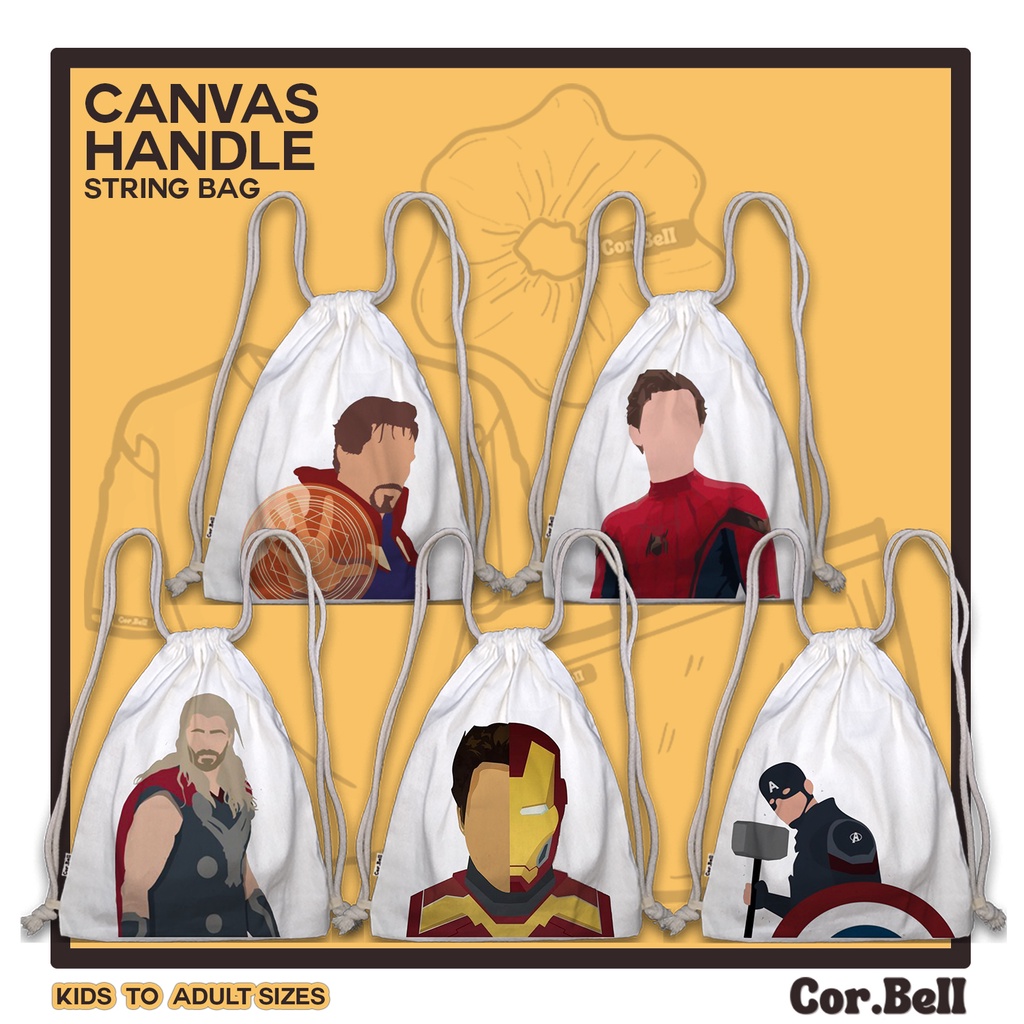String Bag MARVEL Movie Cast Canvas Katsa Korean Drawstring Bag ...