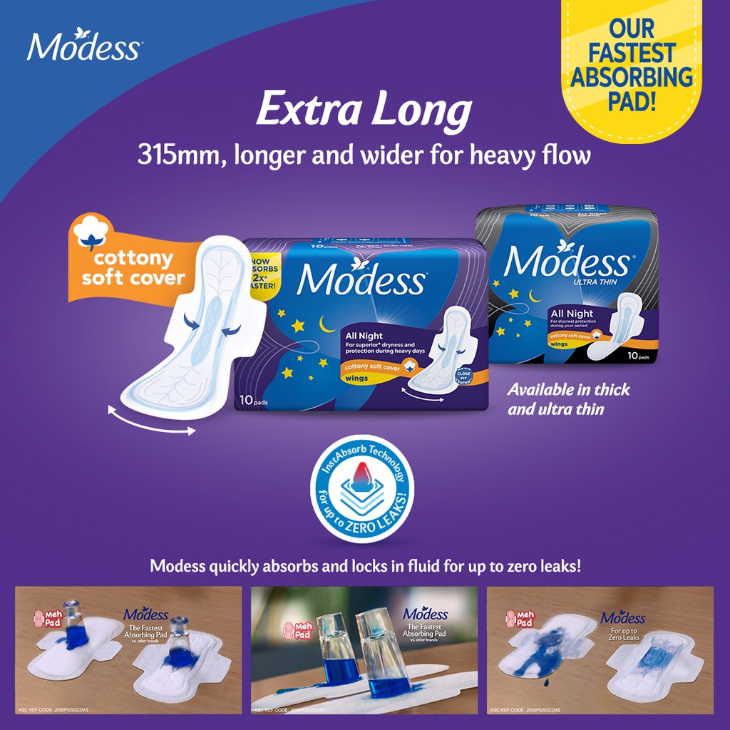 Modess All Night Sanitary Napkins 16s + FREE 4 Pads | Shopee Philippines