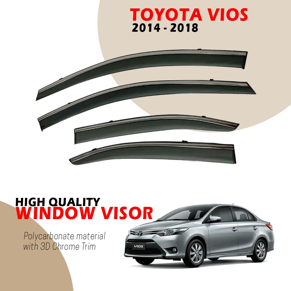 Toyota Vios Window Rain Visor with 3D Chrome Trim injection type Vios ...