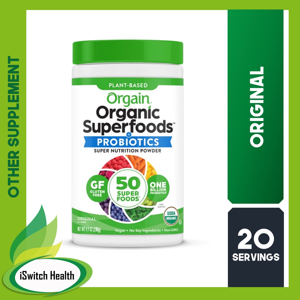 Orgain Organic Superfoods + Probiotic - Plant Based - 20 Servings ...